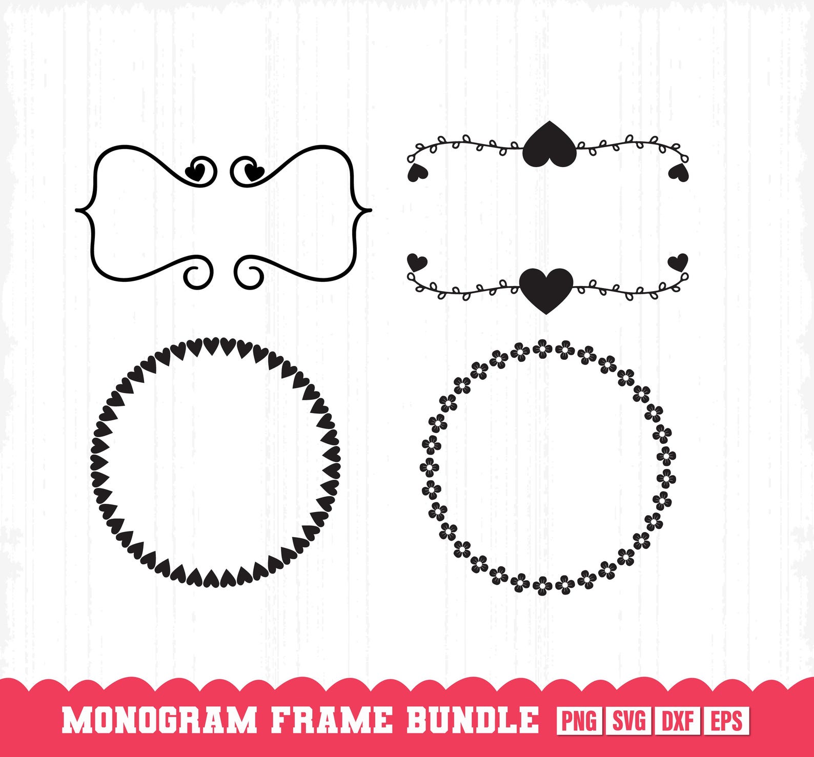 Monogram Frames Svg, Frame Svg Bundle, Wedding Frame Svg, Wedding ...