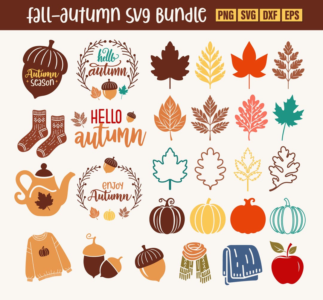Autumn Clipart, Fall Svg Bundle, Autumn Svg Bundle, Fall Svg Designs ...