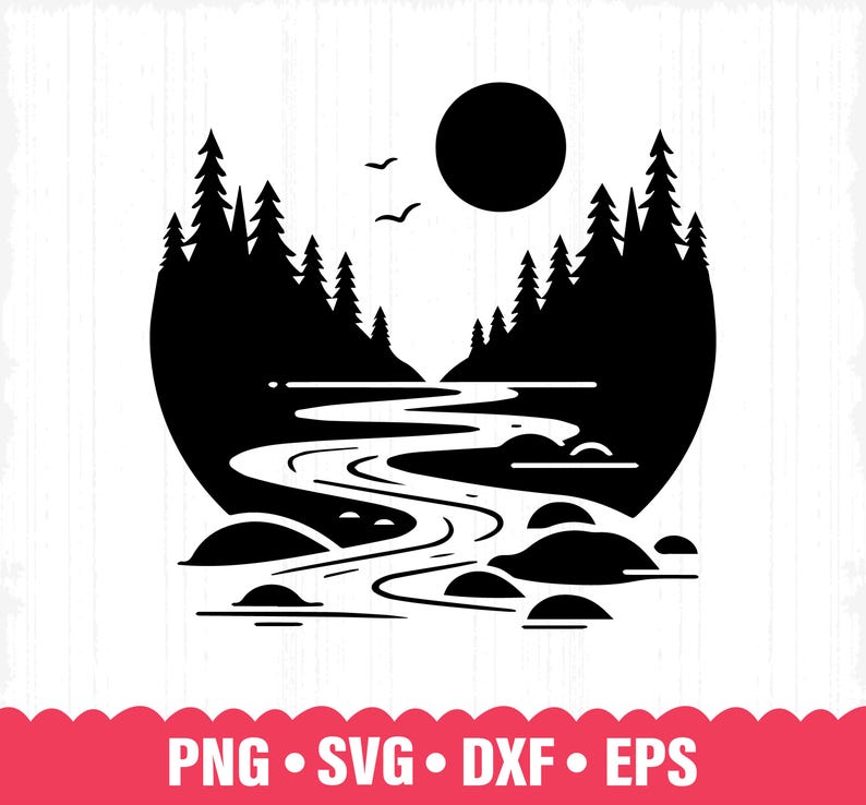 Landscape Svg, River Scene Svg, Nature Scene Svg, Mountain Scene Svg ...