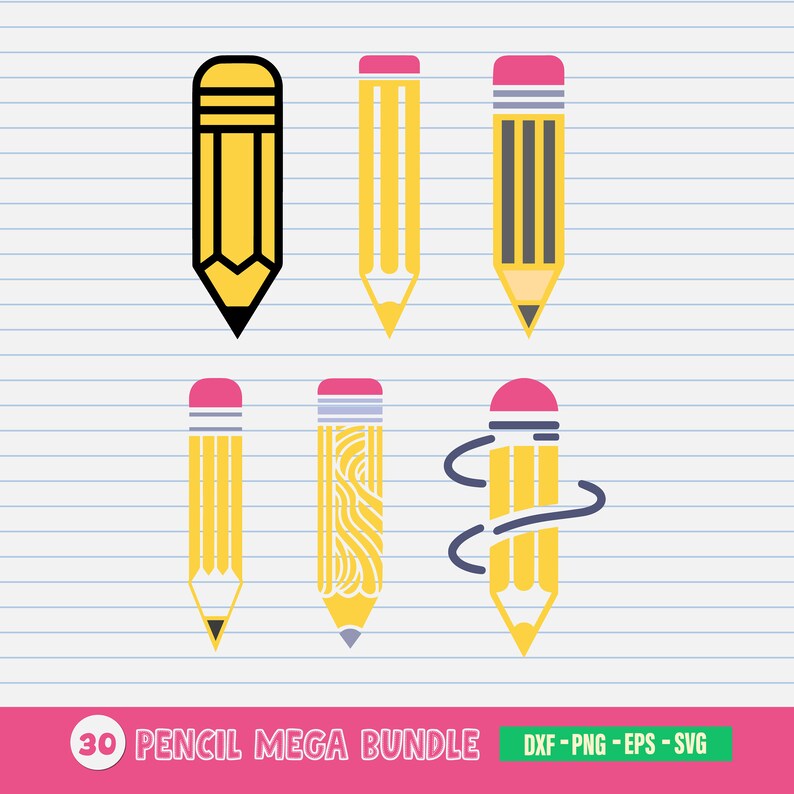 Pencil Svg Bundle, Pencil Png Bundle, Pencil Cut File, Pencil Clipart ...