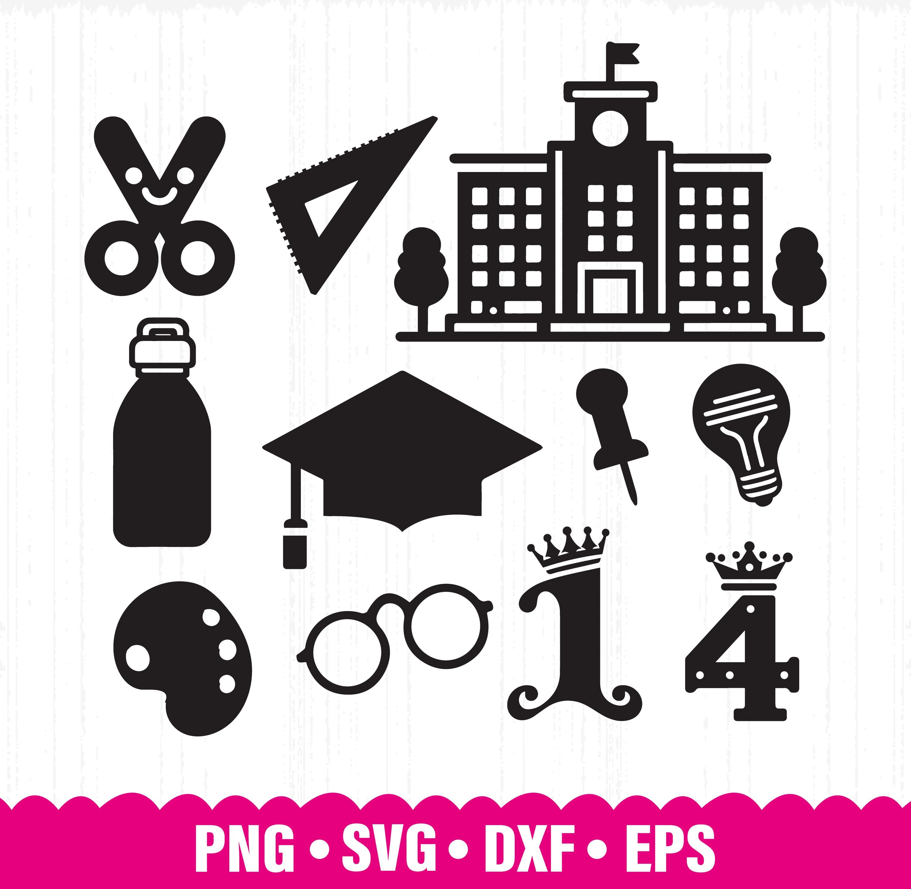 School Svg Bundle, Back to School Svg, Cute School Supplies, School ...
