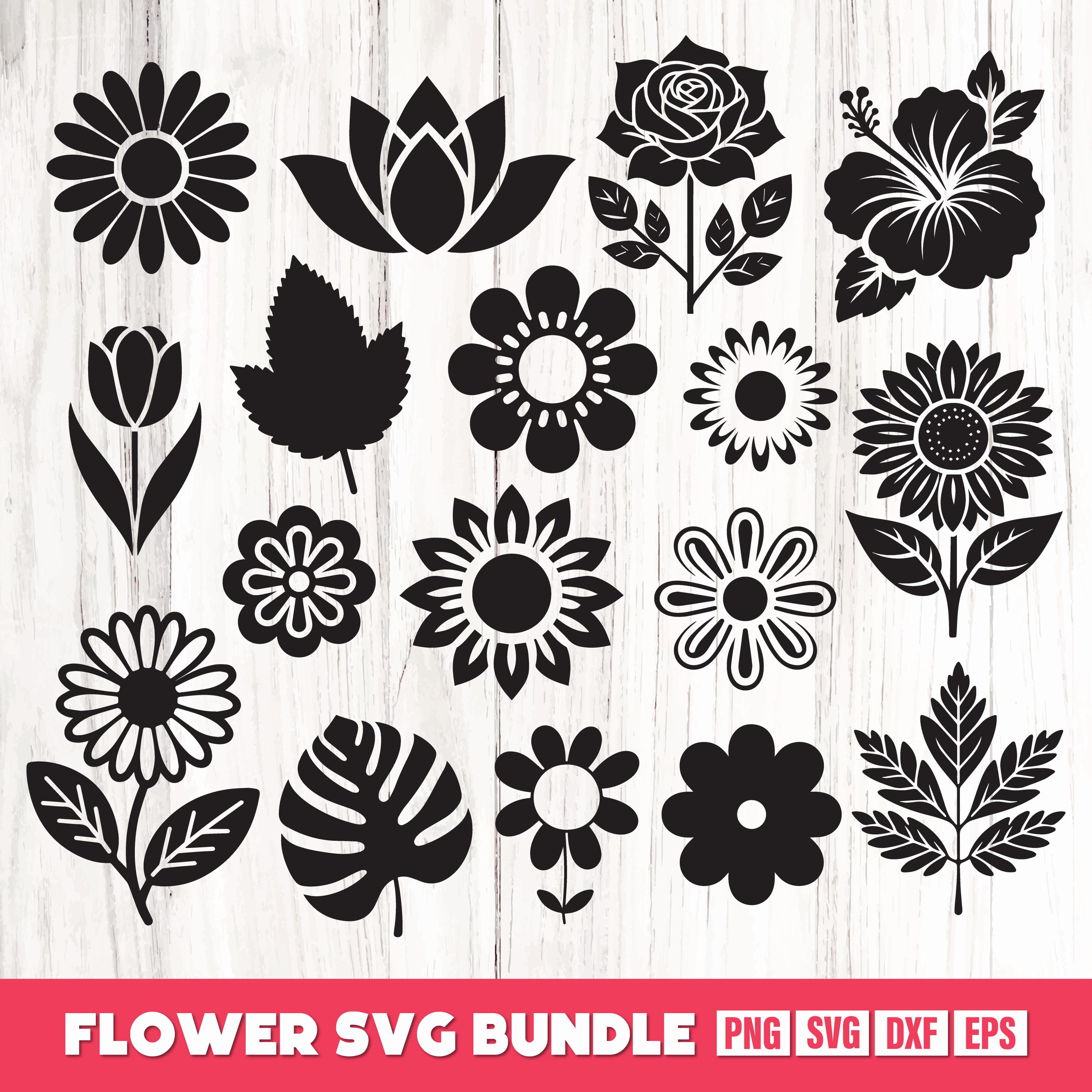 Flower SVG Bundle, Flower Png Bundle, Flower Shapes Svg, Flower Bundle ...