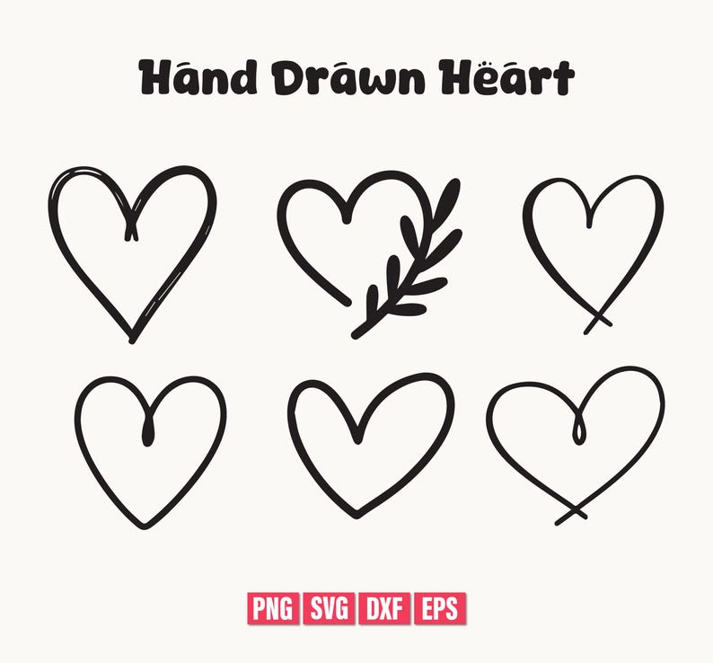 Heart Svg Bundle, Hand Drawn Heart Svg, Heart Shape Svg, Heart Bundle ...