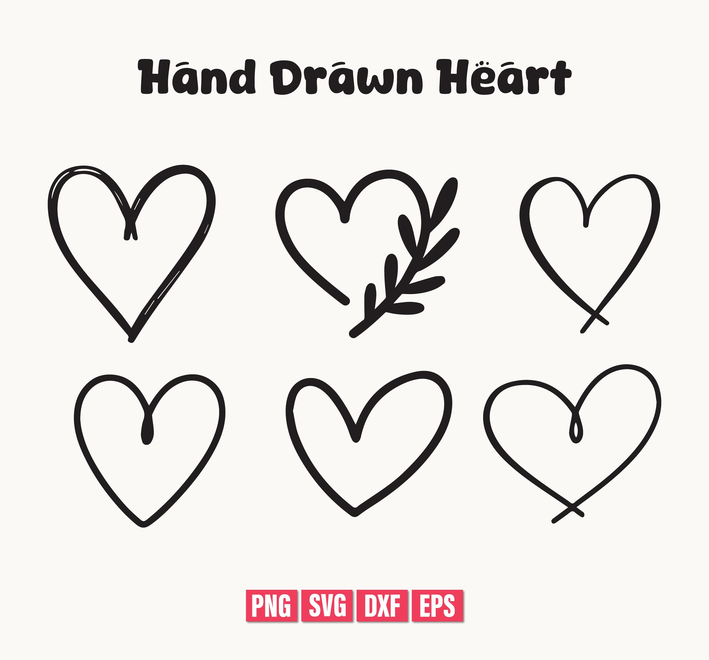 Heart Svg Bundle, Hand Drawn Heart Svg, Heart Shape Svg, Heart Bundle ...