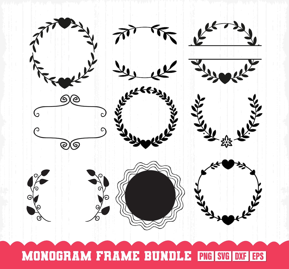 Monogram Frame SVG Bundle, Floral Wreath, Wedding (digital Download) - Etsy