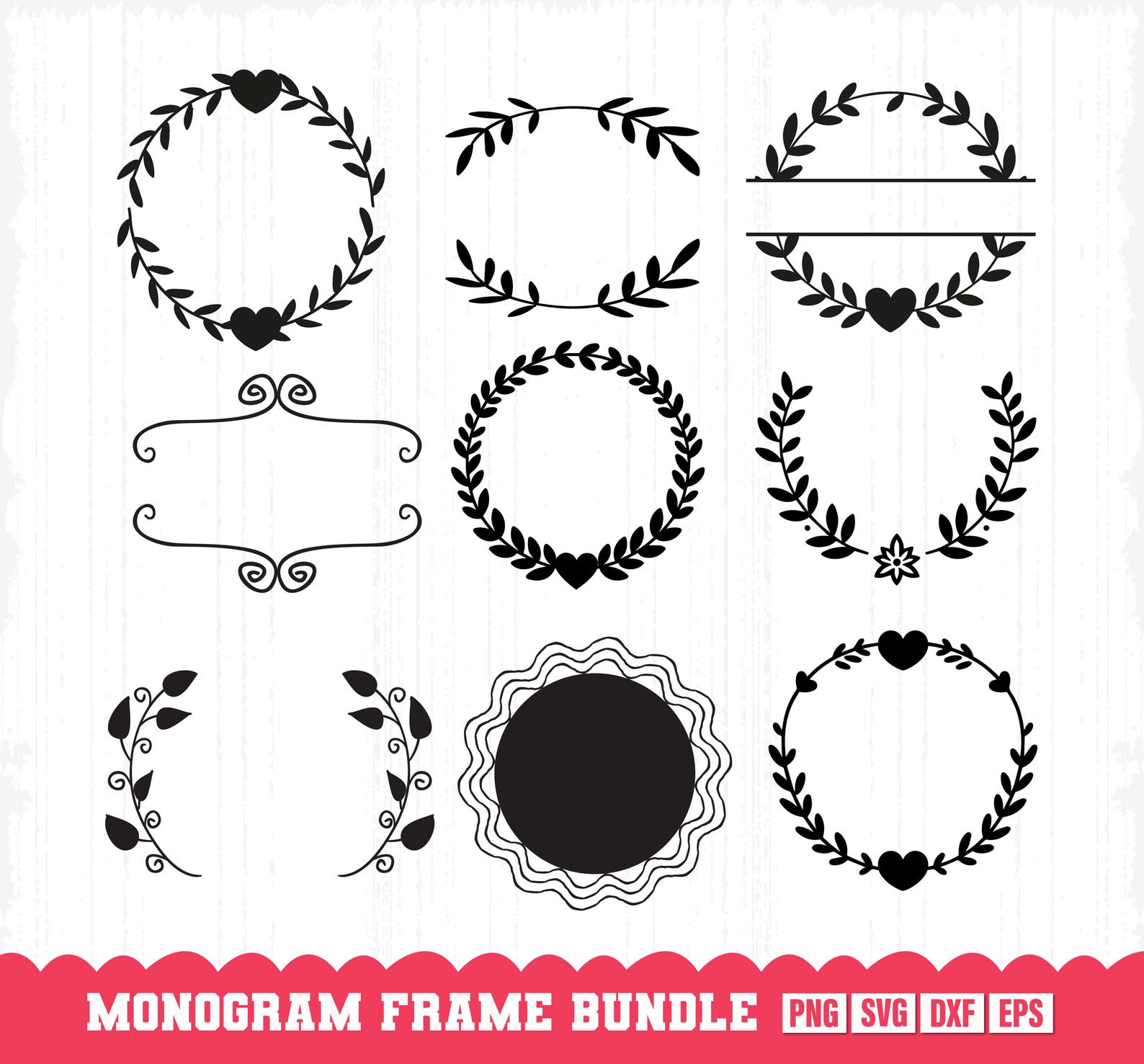 Monogram Frames Svg, Frame Svg Bundle, Wedding Frame Svg, Wedding ...