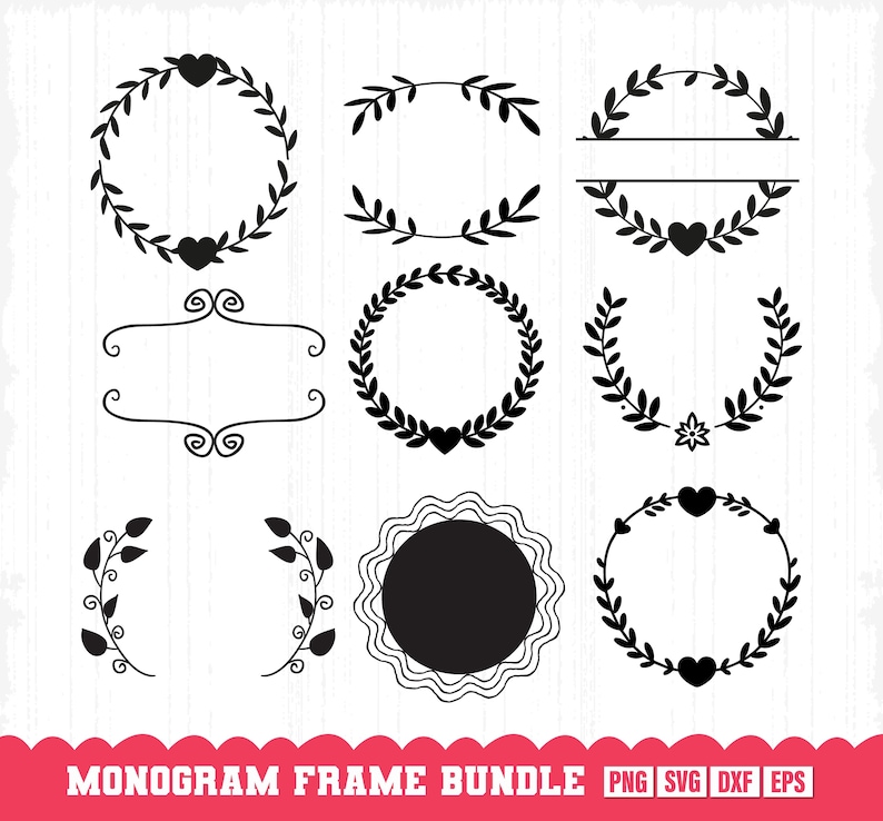 Monogram Frames Svg, Frame Svg Bundle, Wedding Frame Svg, Wedding ...