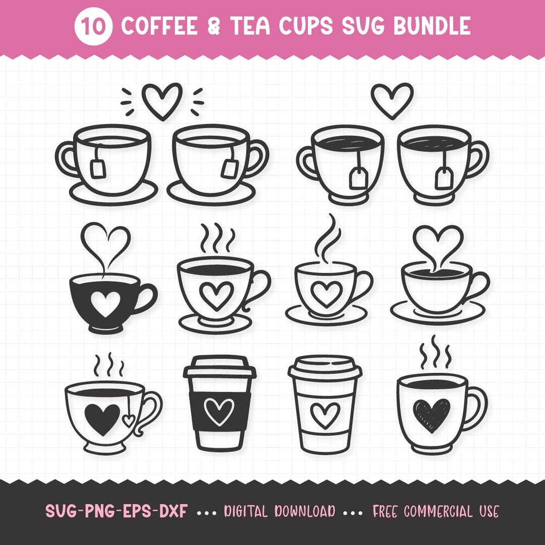 COFFEE CUP SVG, Coffee Cup Bundle, Tea Cups Svg, Takeaway Coffee Cup ...