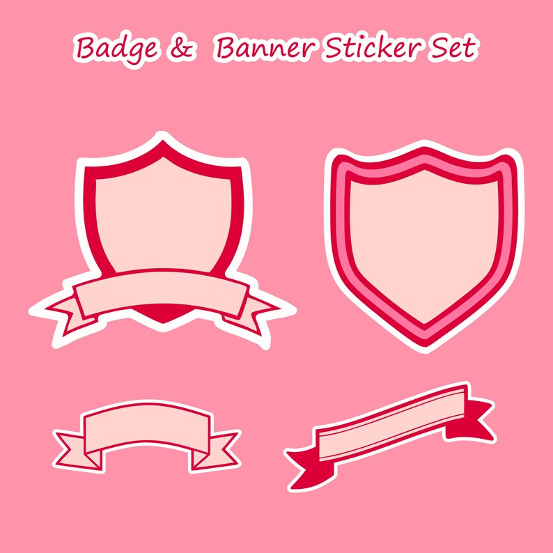 Pink Badge Banner Clipart Set, SVG, PNG, EPS, Vector Labels, Shield ...