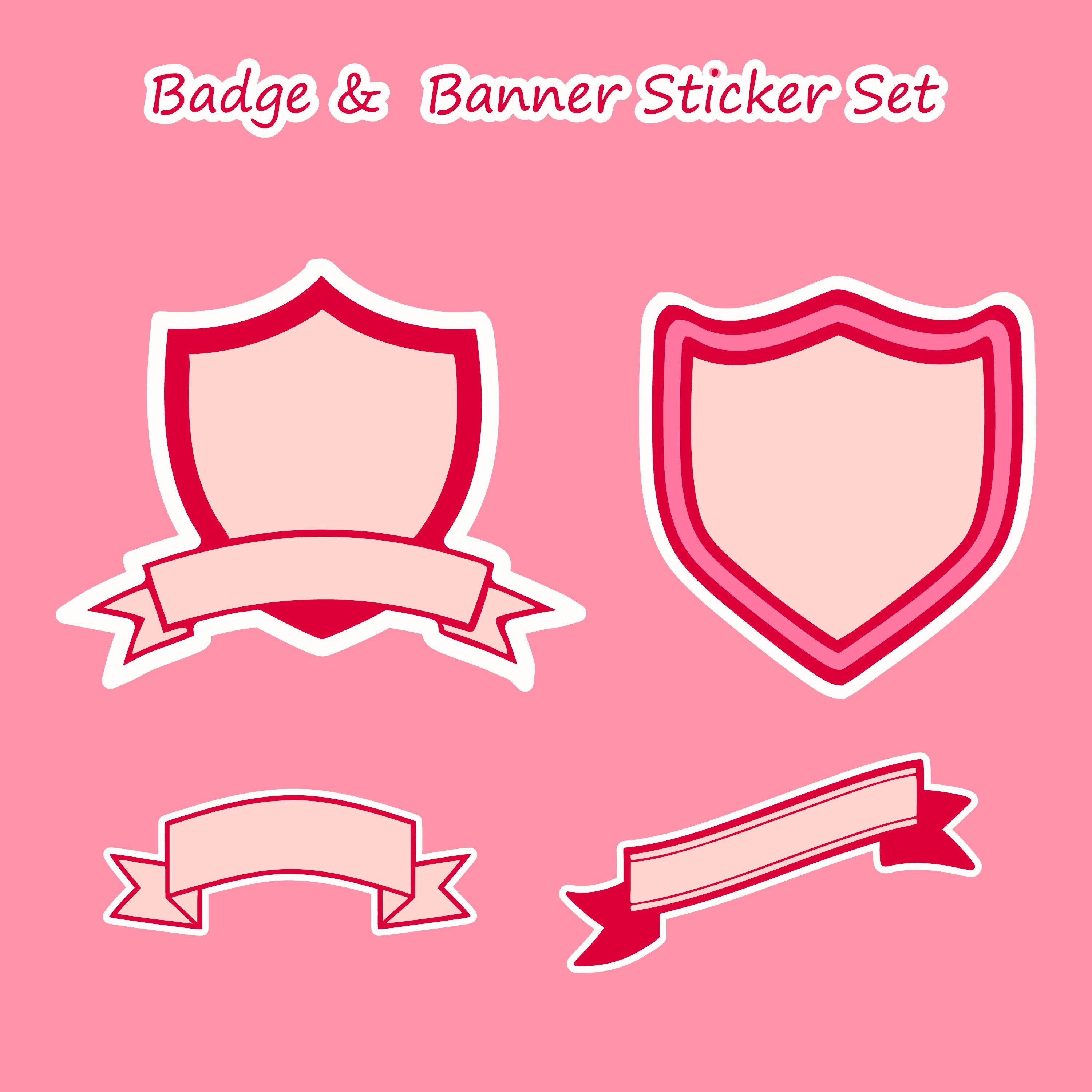 Pink Badge Banner Clipart Set, SVG, PNG, EPS, Vector Labels, Shield ...
