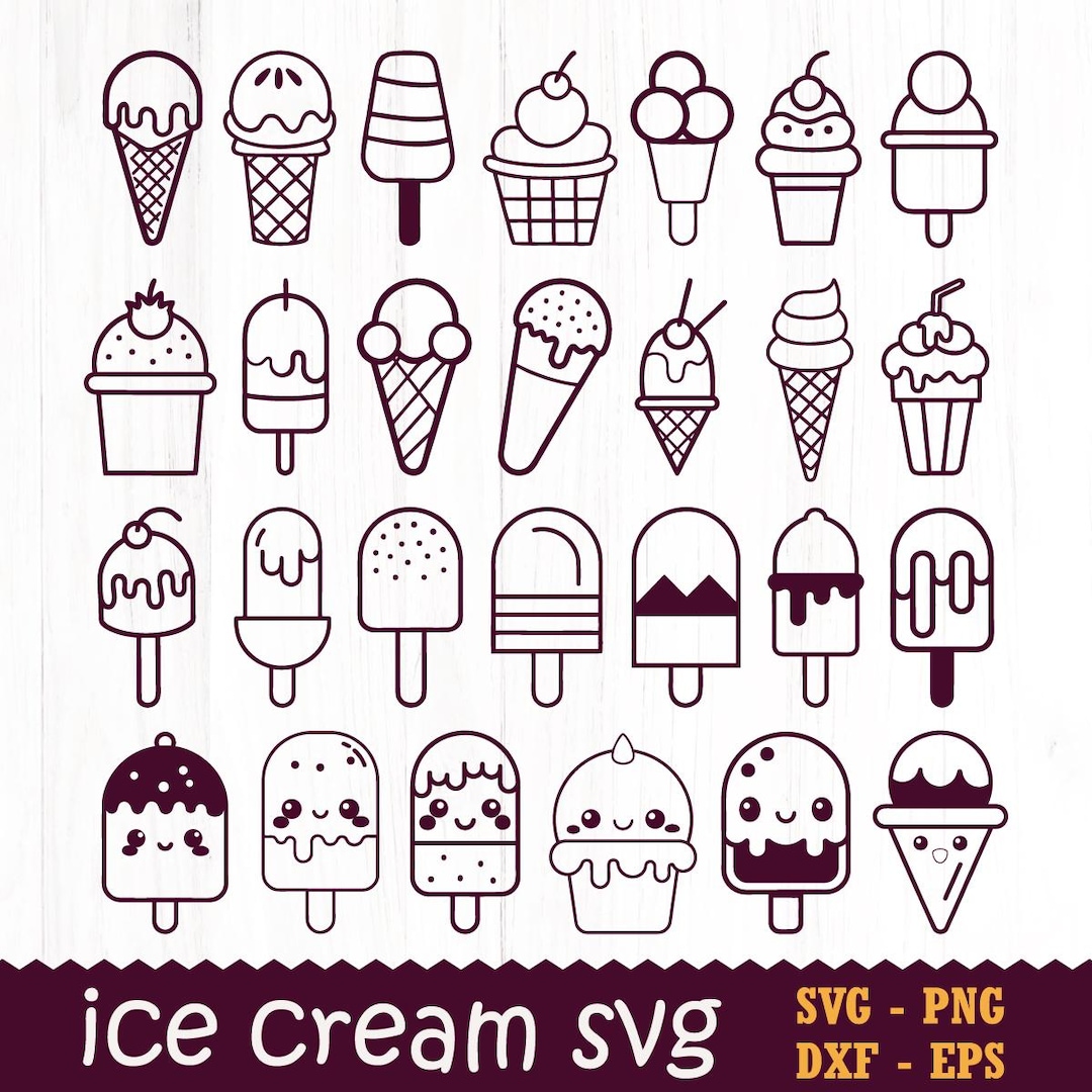 Ice Cream SVG, Ice Cream PNG, Ice Cream Clipart, Kawaii Ice Cream, Ice ...