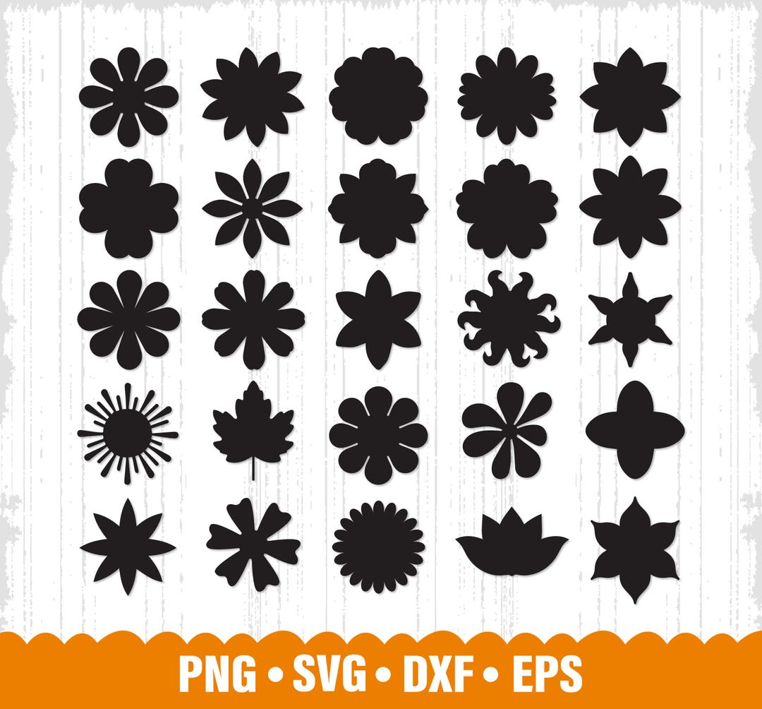 Flower Silhouette SVG, Flower Shapes SVG, Flower Bundle SVG, Retro ...