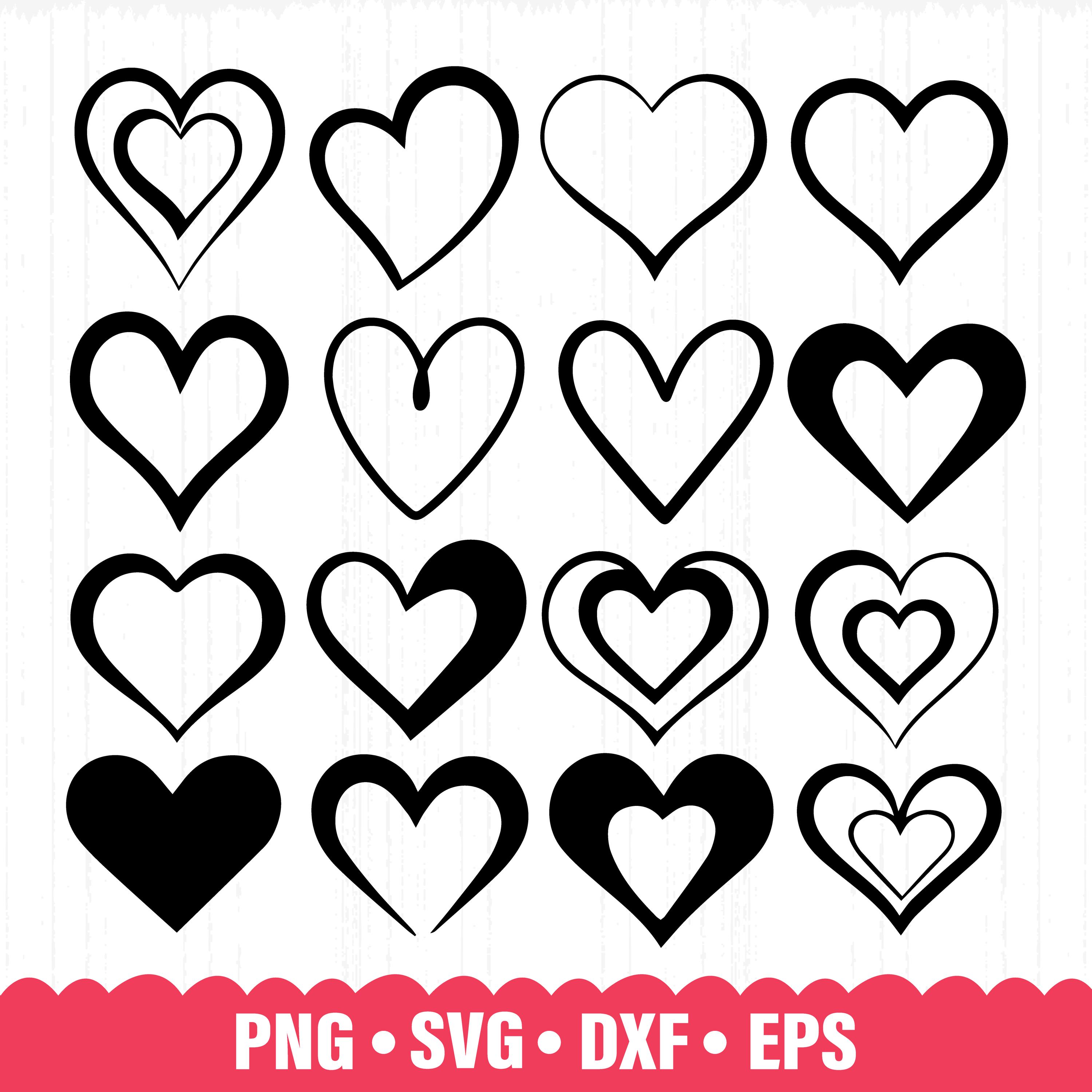 Heart Svg Bundle, Hand Drawn Heart Svg, Heart Shape Svg, Heart Bundle ...