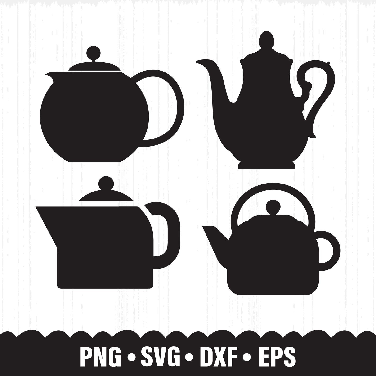 Teapot Svg, Tea Kettle Svg, Teapot Cut Files, Teapot Silhouette, Teapot ...