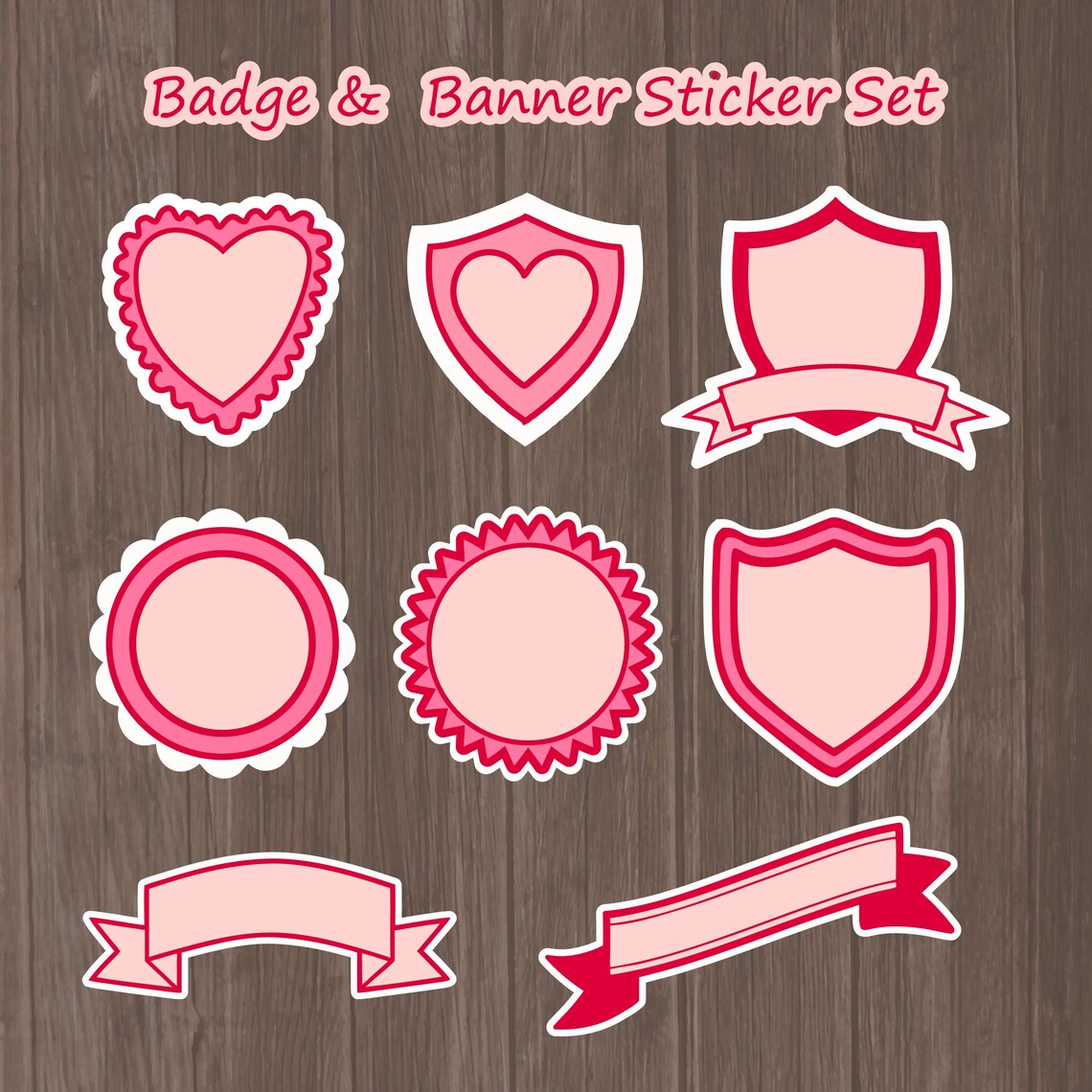 Pink Badge Banner Clipart Set, SVG, PNG, EPS, Vector Labels, Shield ...