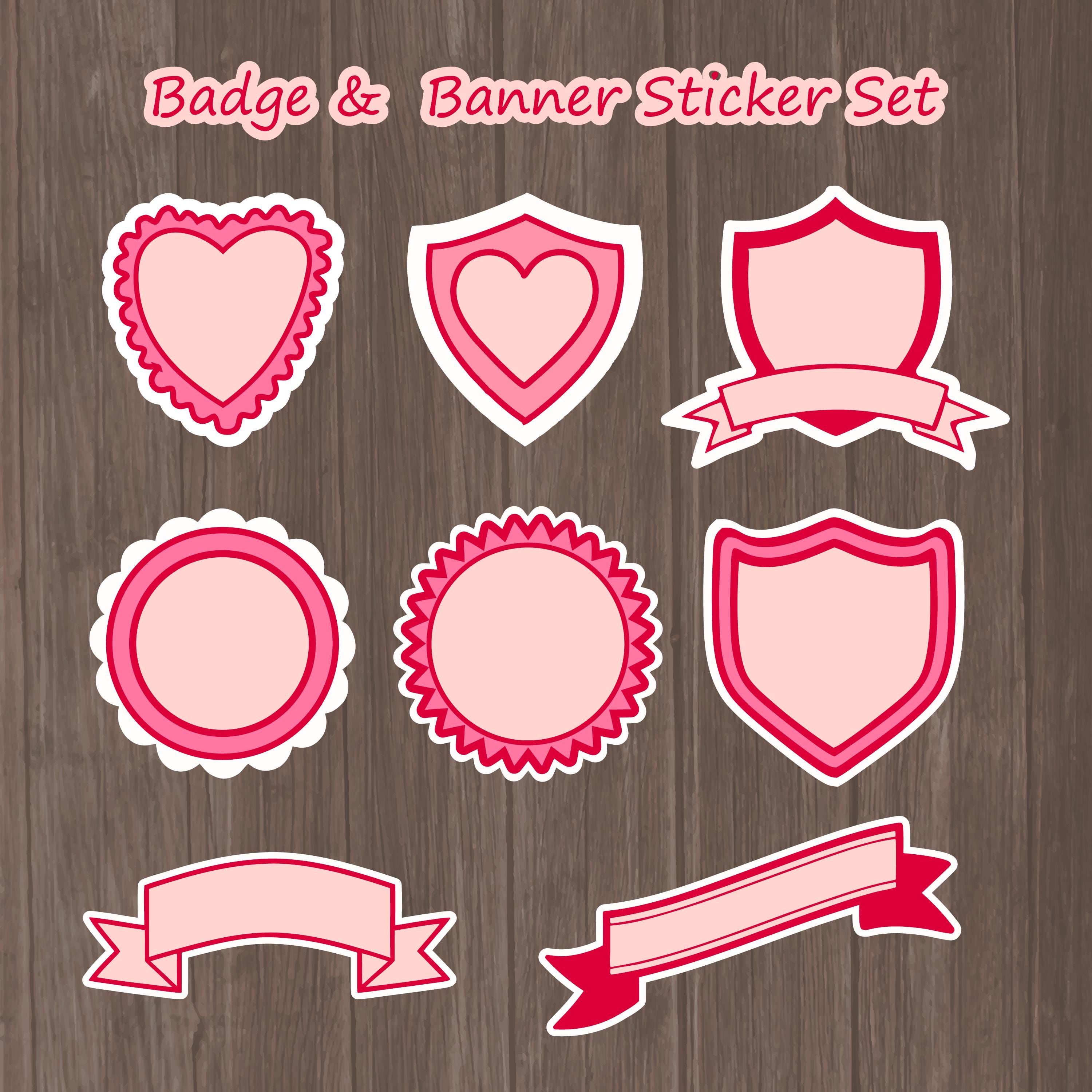 Pink Badge Banner Clipart Set, SVG, PNG, EPS, Vector Labels, Shield ...