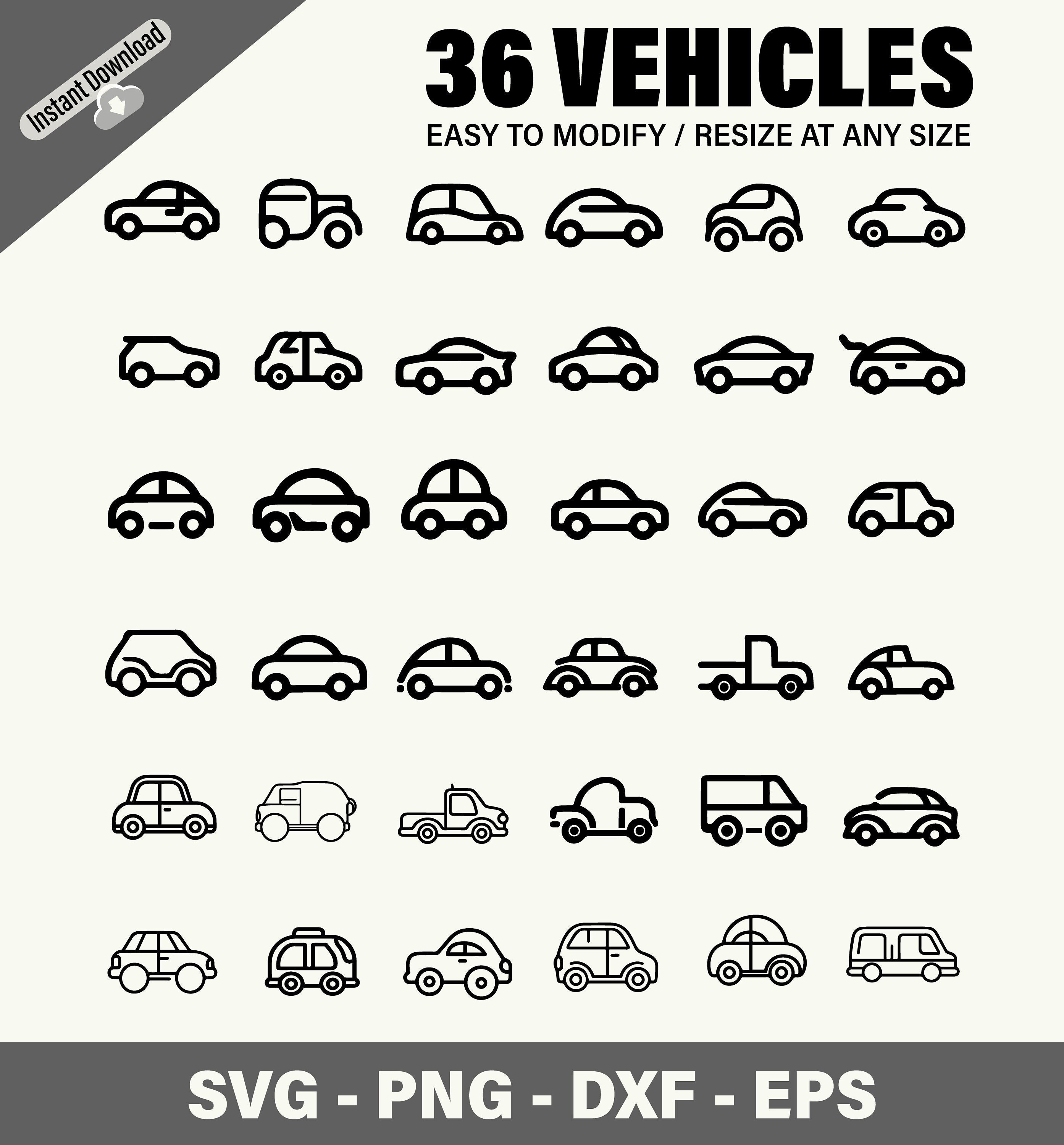 Vehicle Line Icon Bundle, Car Svg Bundle, Car Outline SVG ...