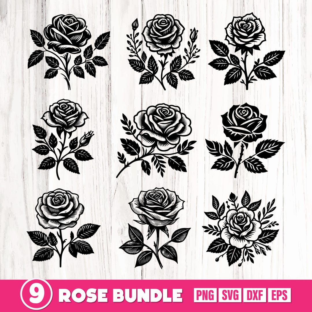 Vintage Rose SVG Bundle, Floral Clipart (digital Download) - Etsy