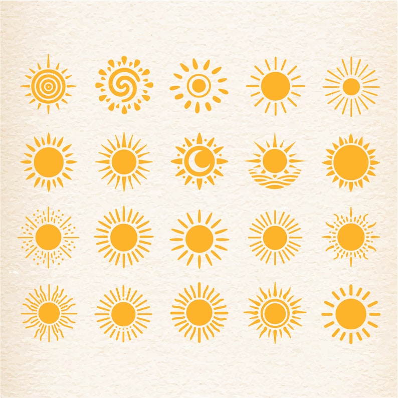 100 Sun SVG Bundle, Sun Cut File, Sun Vector, Sun Clipart, Sunshine Svg ...