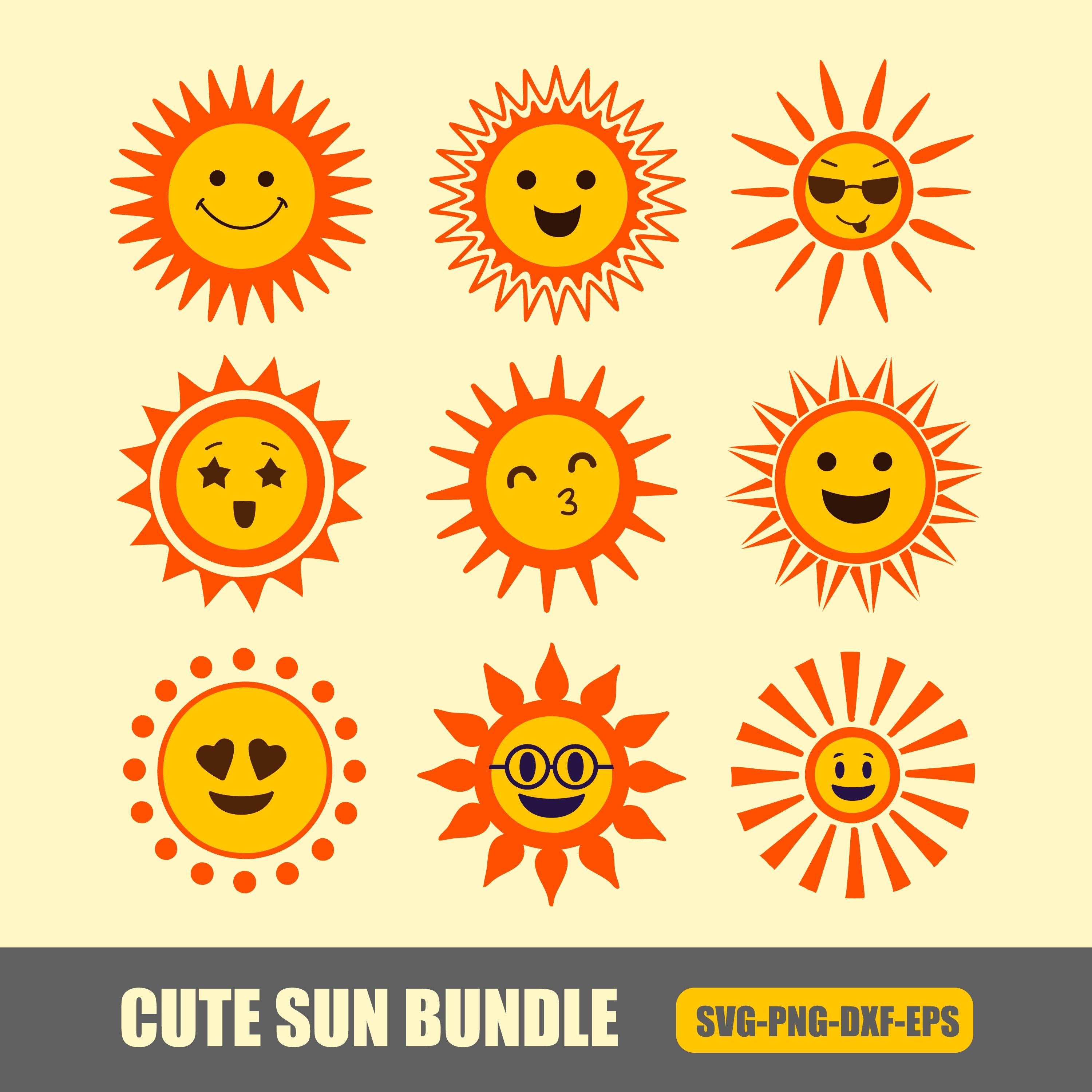 Cute Sun Clipart, Cute Sun Svg, Happy Cute Sun, Summer Smile Face, Sun ...