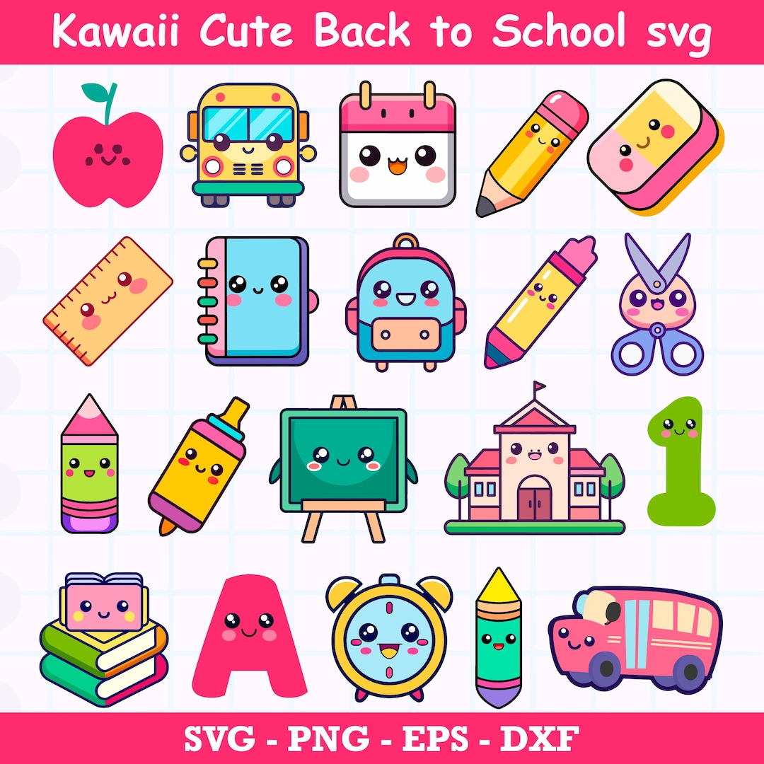 Cute School Supplies, Kawaii School PNG, School Supplies PNG, Back to ...