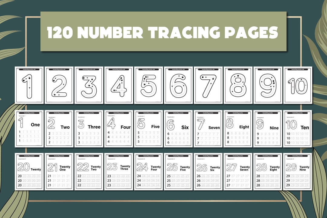 120 Pages Printable Number Tracing Worksheets, Traceable Numbers, 1 to ...
