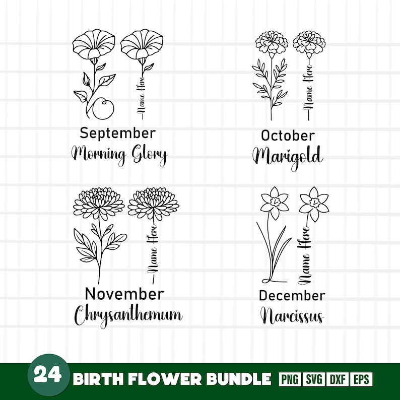 Birth Flowers Bundle, Birth Flower Svg, Birthmonth Svg, Birth Month Svg ...