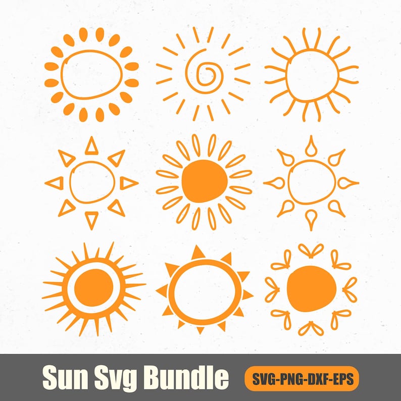 Sun SVG Bundle, Sun Cut File, Sun Vector, Sun Clipart, Sunshine Svg ...