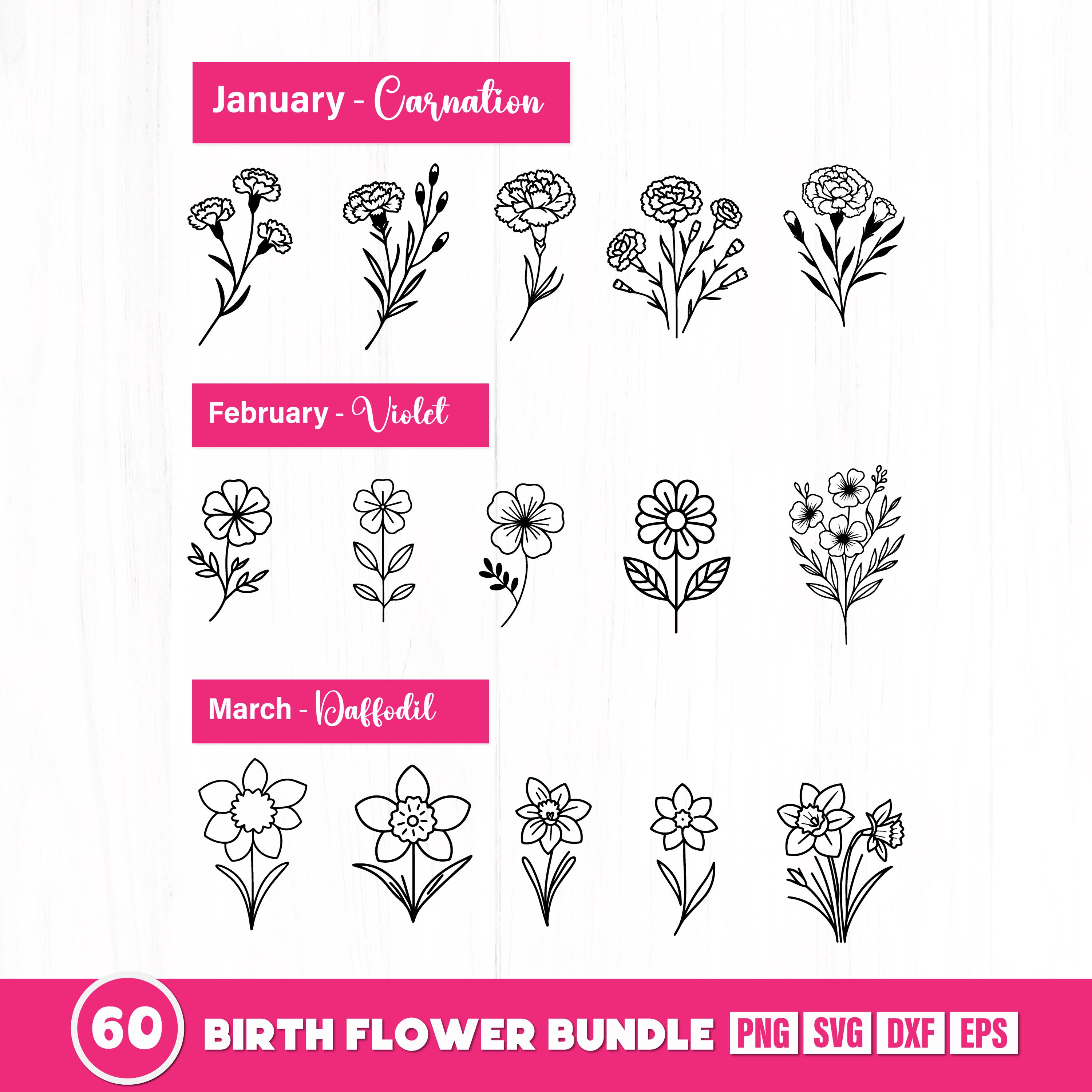 Birth Flowers Bundle, Birth Flower Svg, Birthmonth Svg, Birth Month Svg ...
