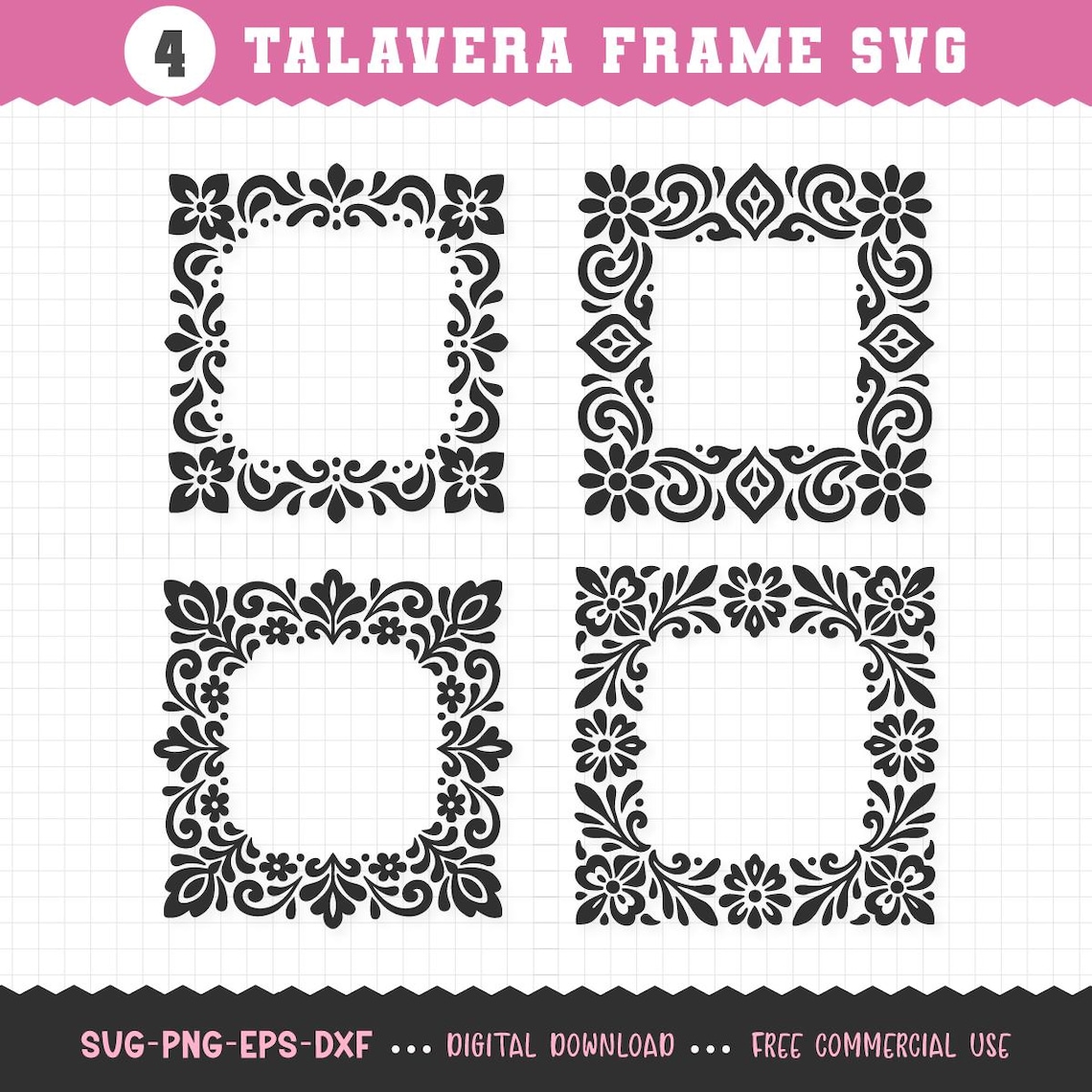 Talavera SVG, Talavera Inspired Decorative Frame SVG, Talavera PNG ...