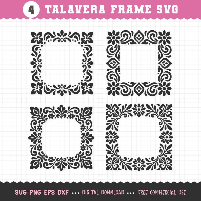 Talavera SVG, Talavera Inspired Decorative Frame SVG, Talavera PNG ...