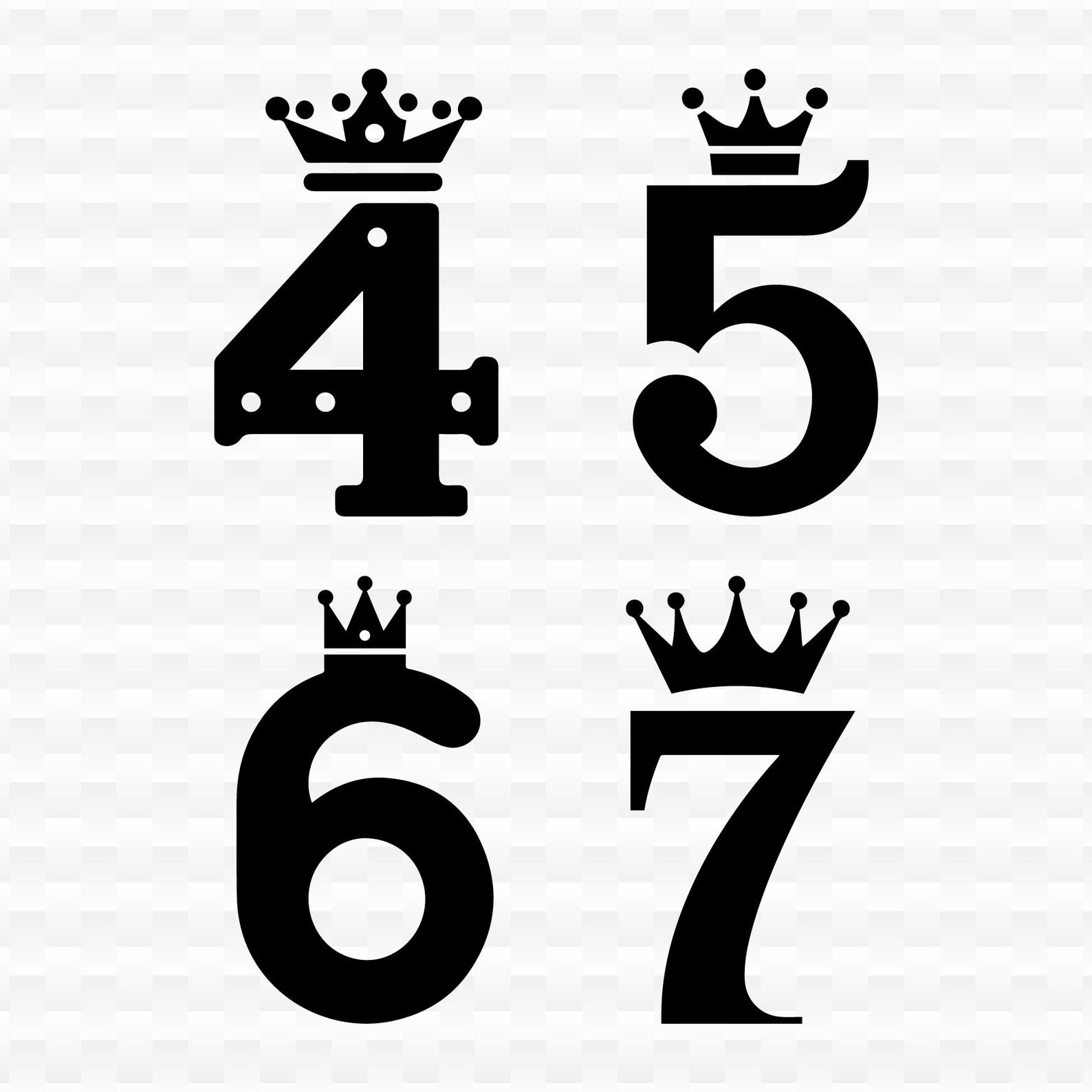 Numbers Svg, Numbers Png, Crown Numbers Svg, Numbers Cut File, Birthday ...