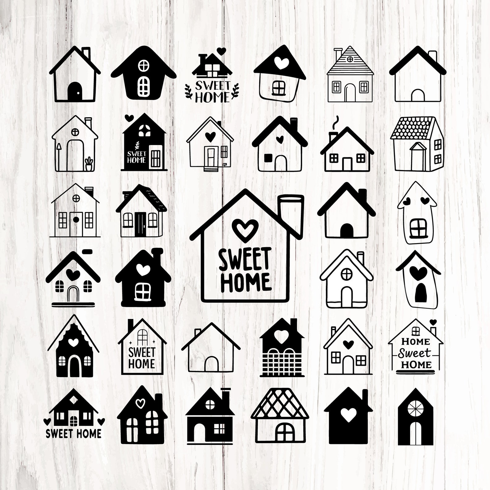 33 Sweet Home Svg, House Svg Bundle, House Silhouette, Little House Svg ...