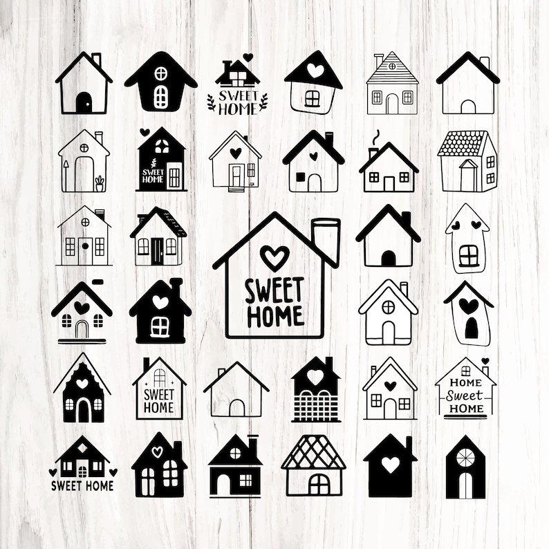 33 Sweet Home Svg, House Svg Bundle, House Silhouette, Little House Svg ...