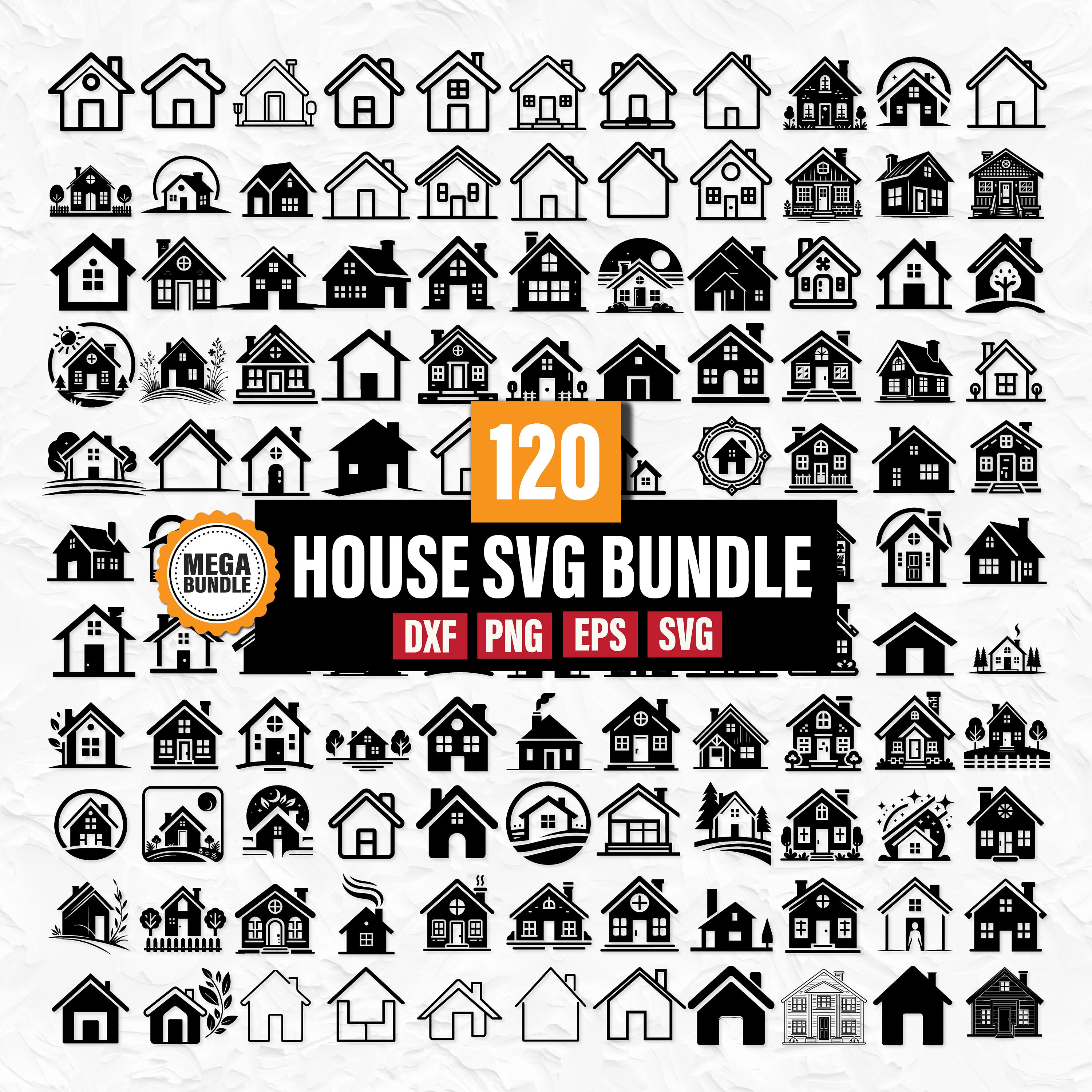 120 House Svg Bundle, House Silhouette, Little House Svg, House Outline ...