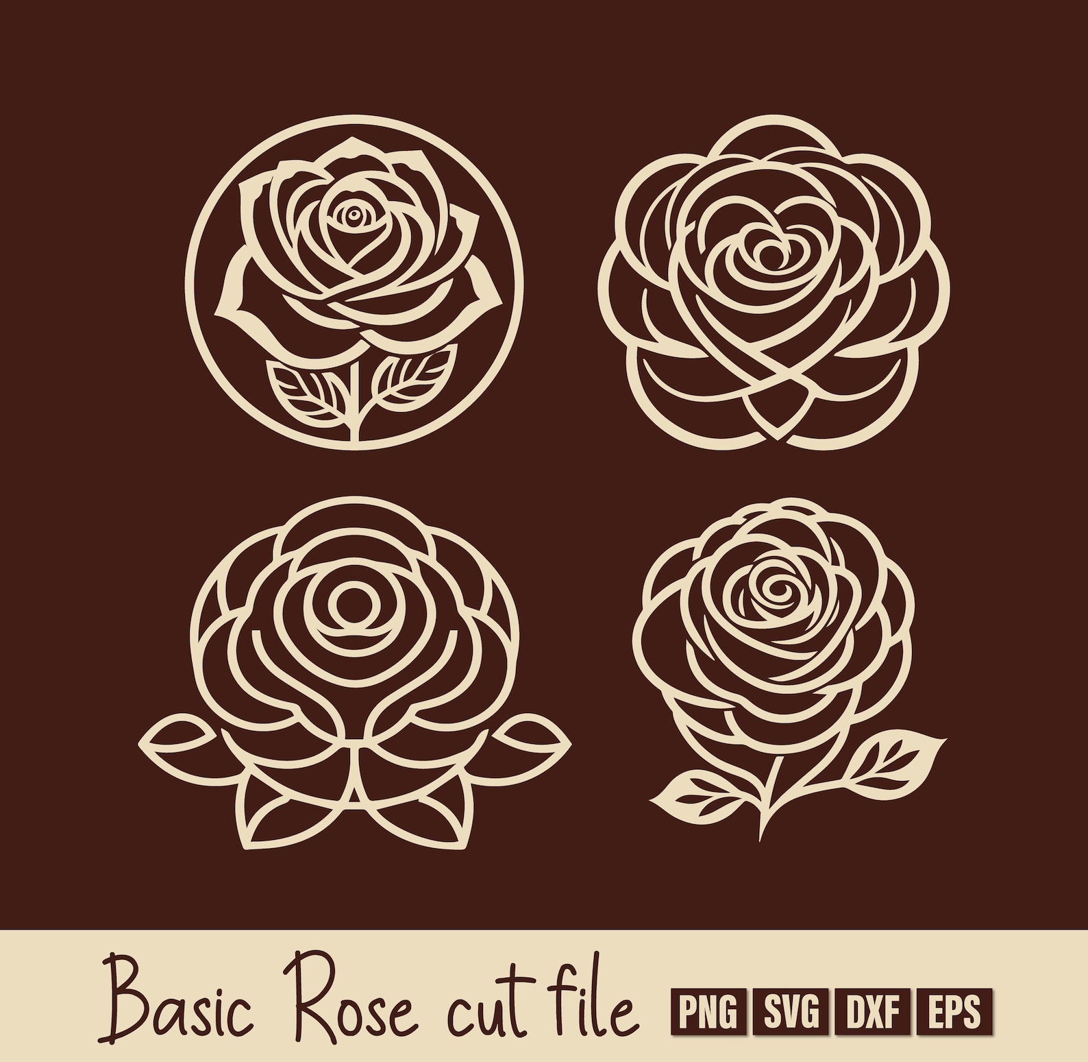 Rose Svg Cut File, Rose Bundle Svg, Rose Outline Svg, Rose Cut File ...