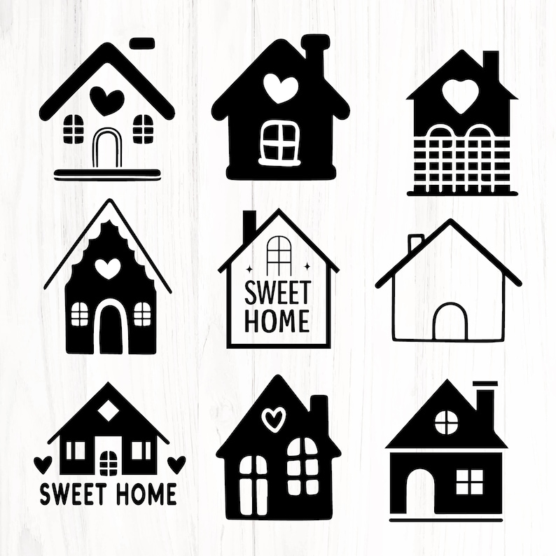 33 Sweet Home Svg, House Svg Bundle, House Silhouette, Little House Svg ...