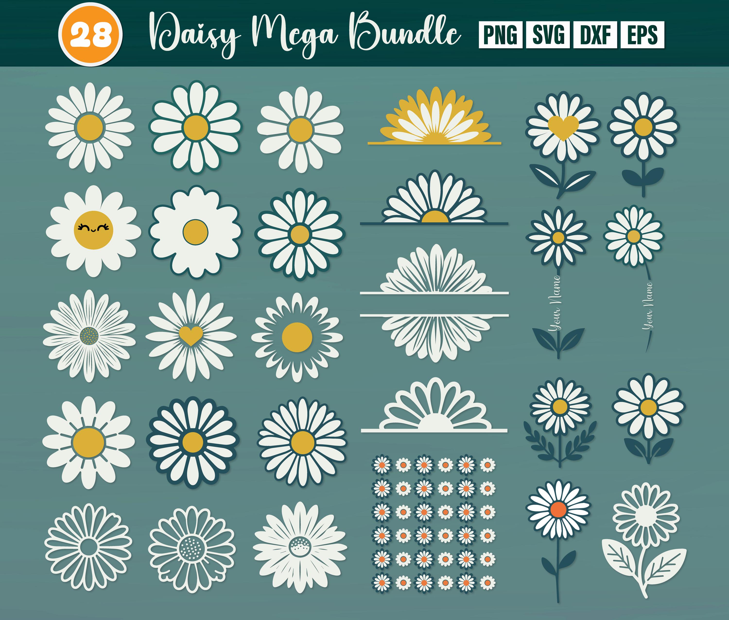 Daisy SVG Bundle, Floral Clipart, Retro Daisy Cut File (28 Designs) - Etsy