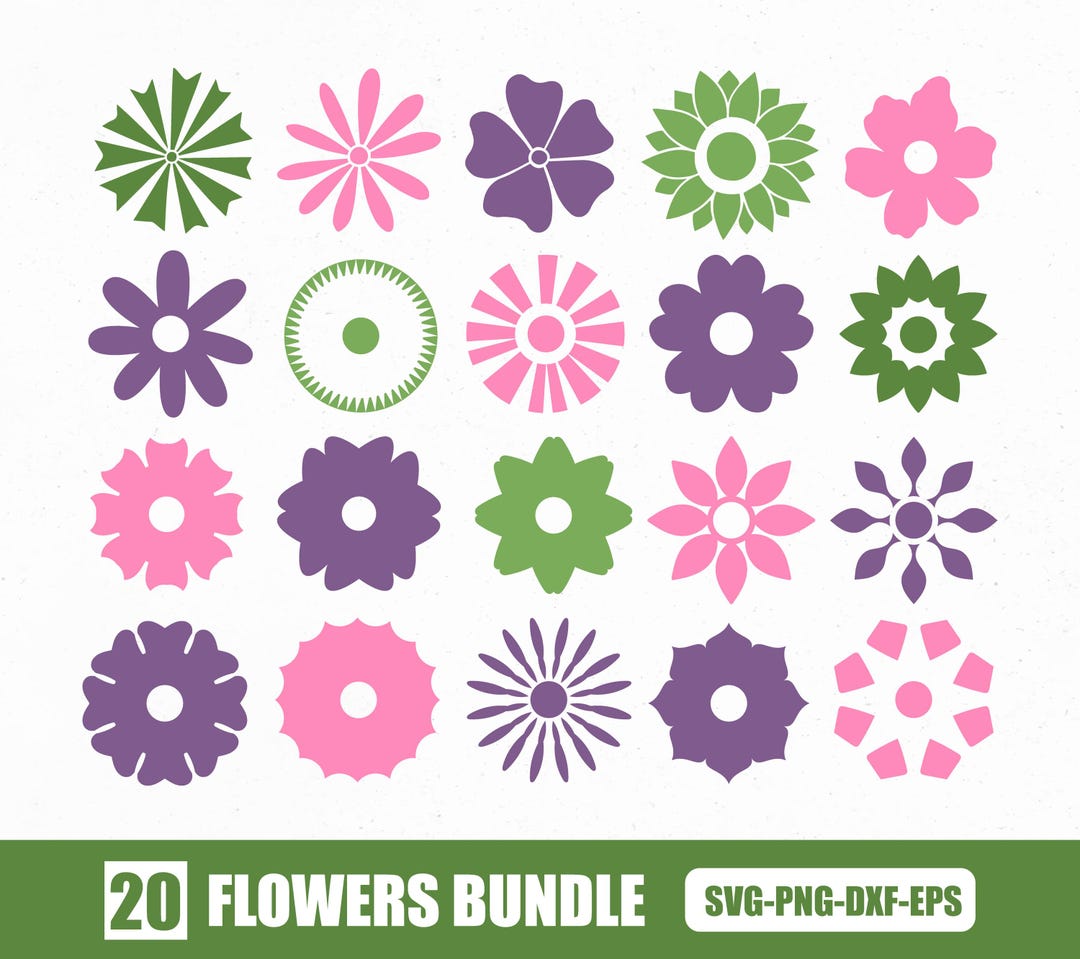 Flower Svg Bundle, Flower Png Bundle, Flower Clipart, Flower Bundle Svg ...
