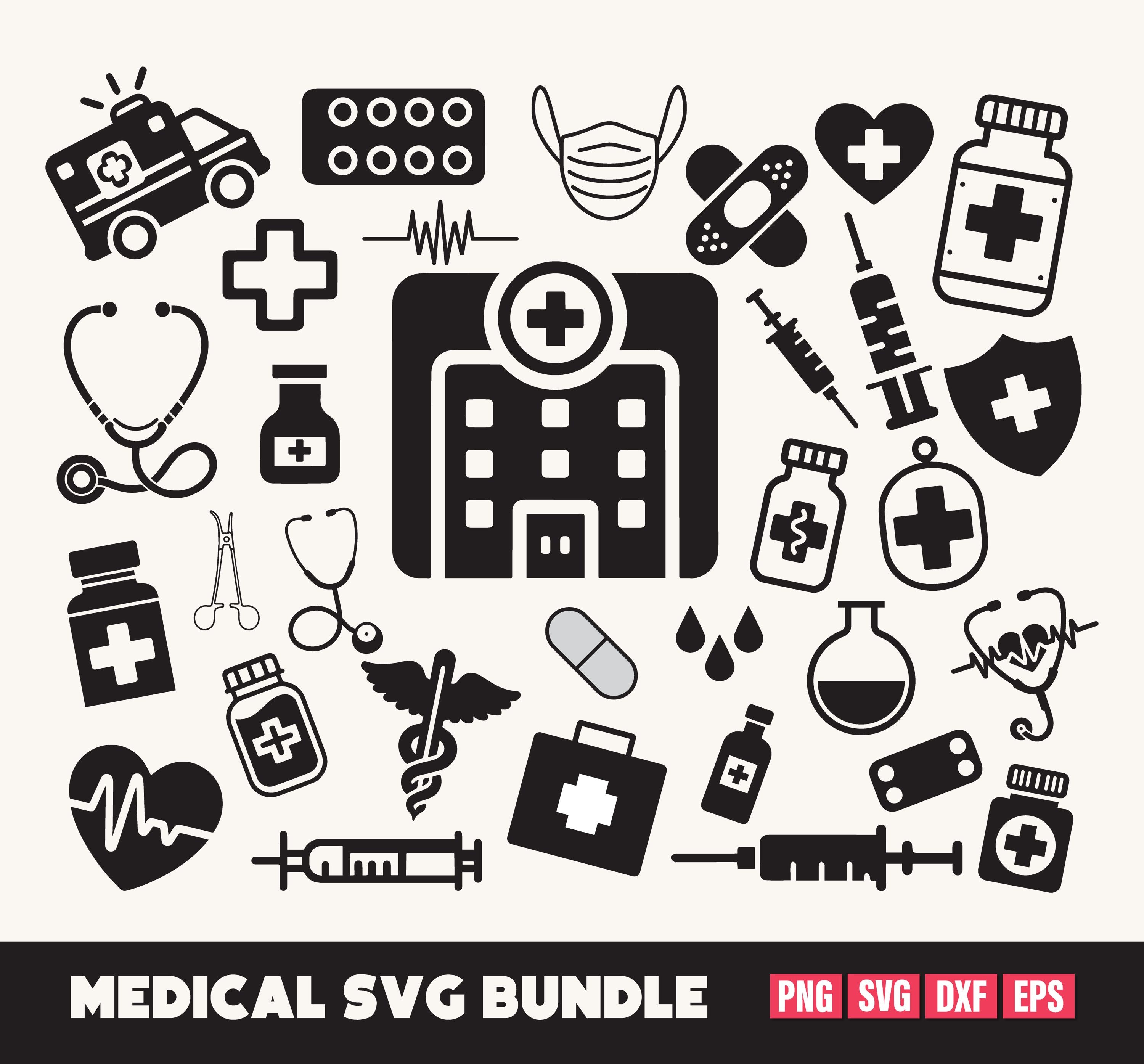 Medical SVG Clipart Bundle, Nurse Doctor Designs (31 Files) - Etsy