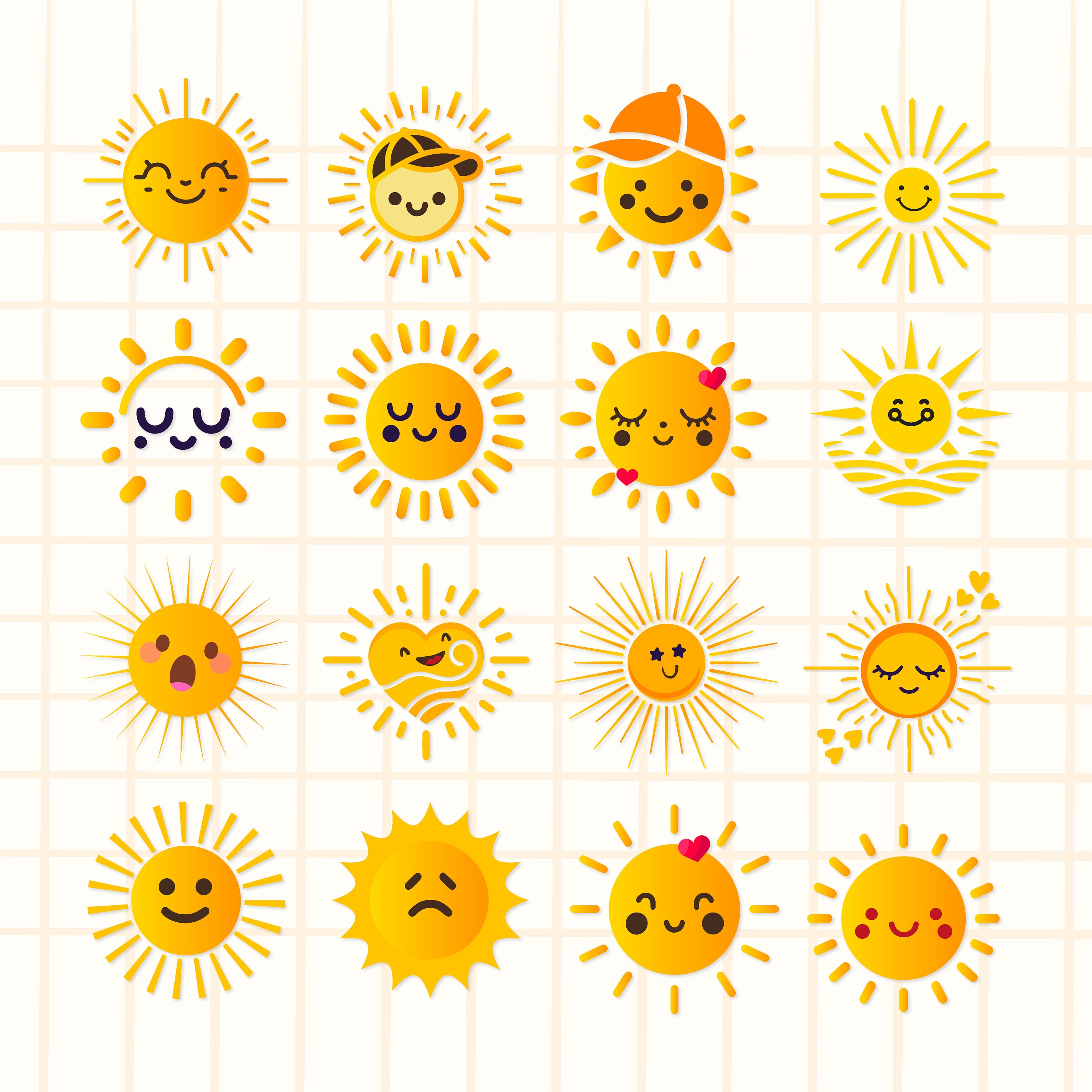 Cute Sun Clipart, Cute Sun Svg, Happy Cute Sun, Summer Smile Face, Sun ...
