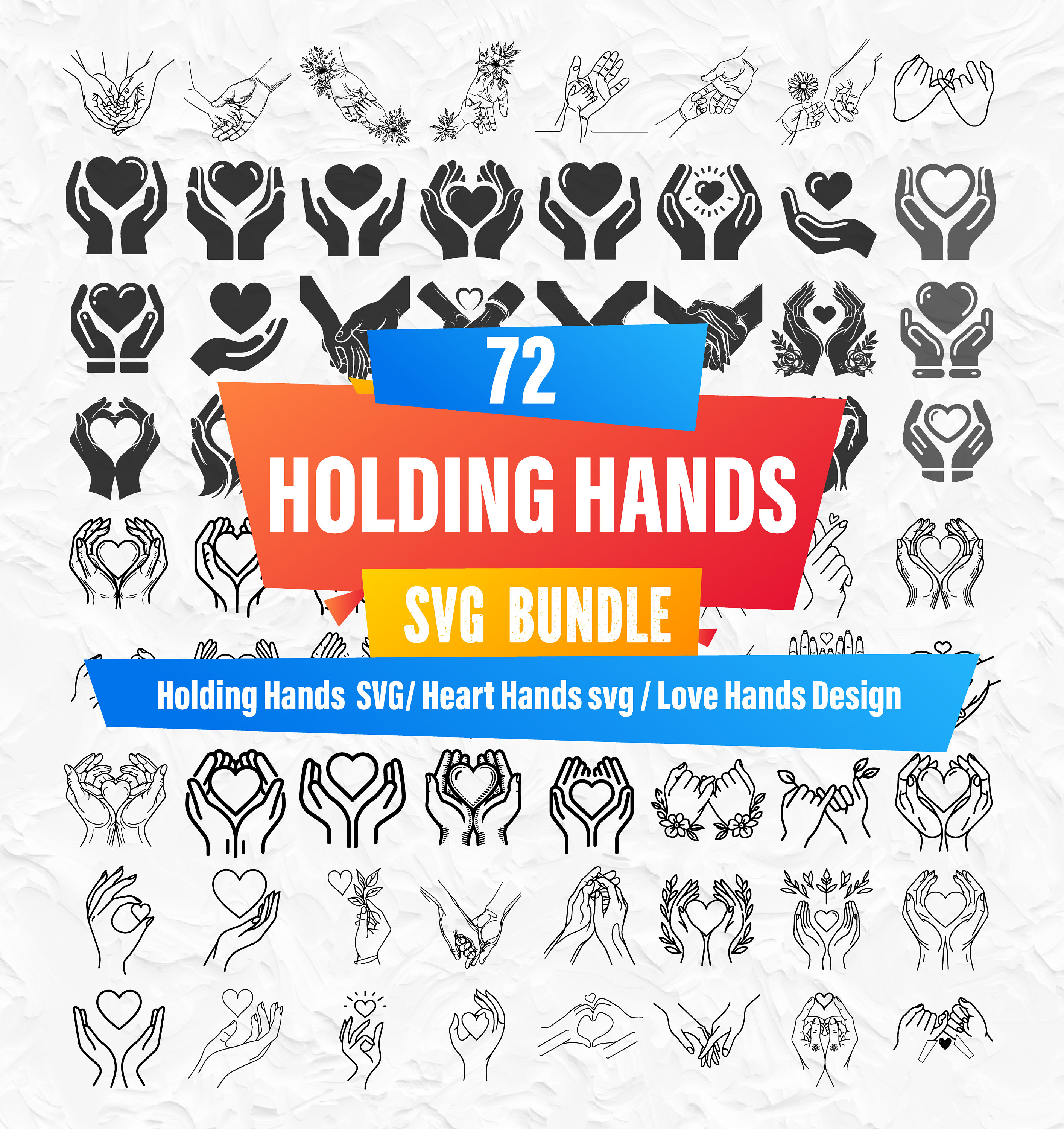 Holding Hands SVG Bundle, Family Hands SVG, Heart Hands Cut File ...