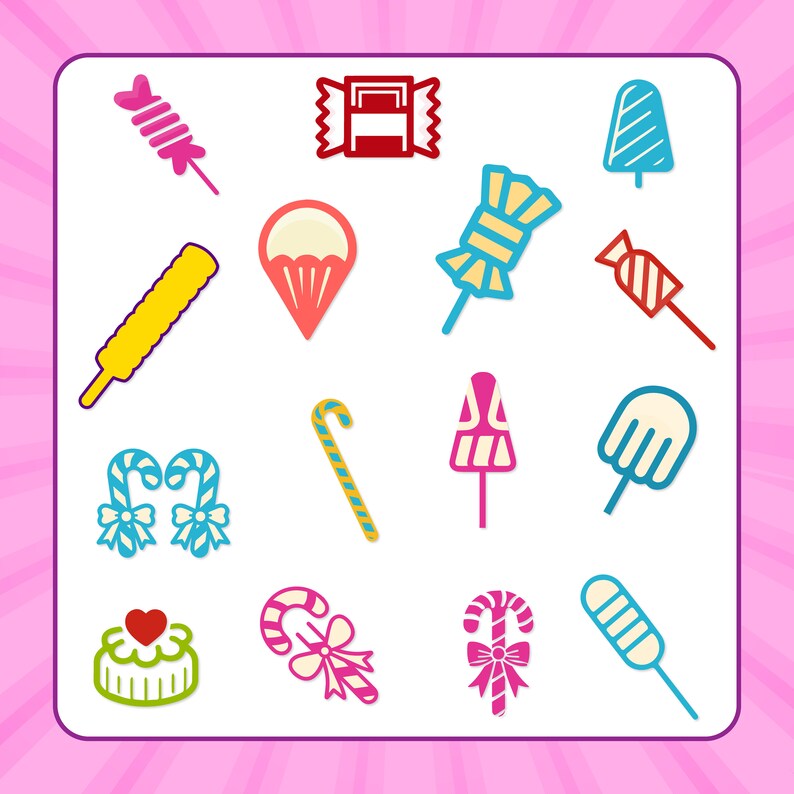 160 Candy Svg Bundle, Candy Clipart, Sweets Svg, Lollipops Svg ...