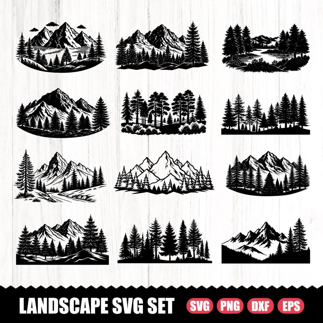 Forest Scene SVG, Forest Landscape SVG, Mountain Scene SVG, Landscape ...