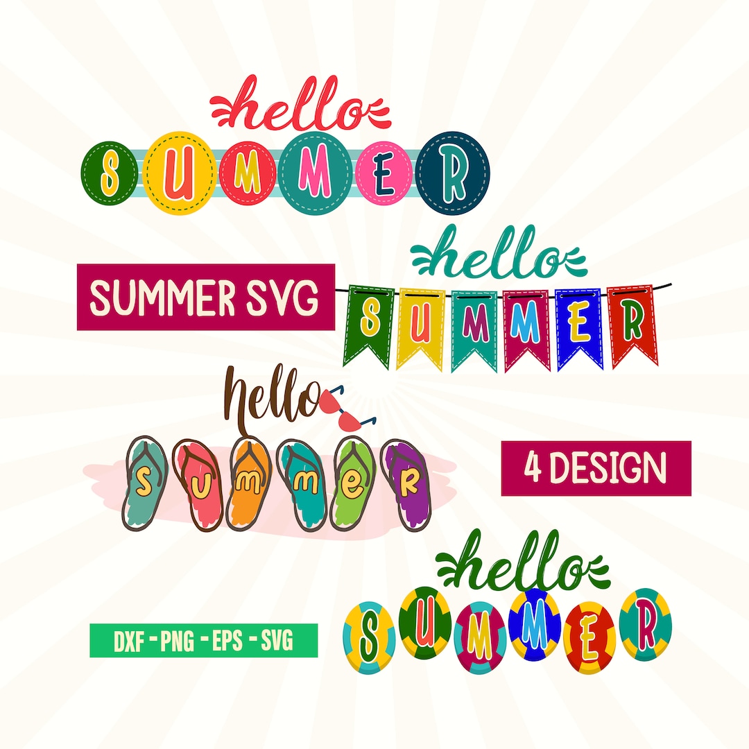 Hello Summer Svg Bundle, Hello Summer, Hello Summer Png, Summer Quotes ...