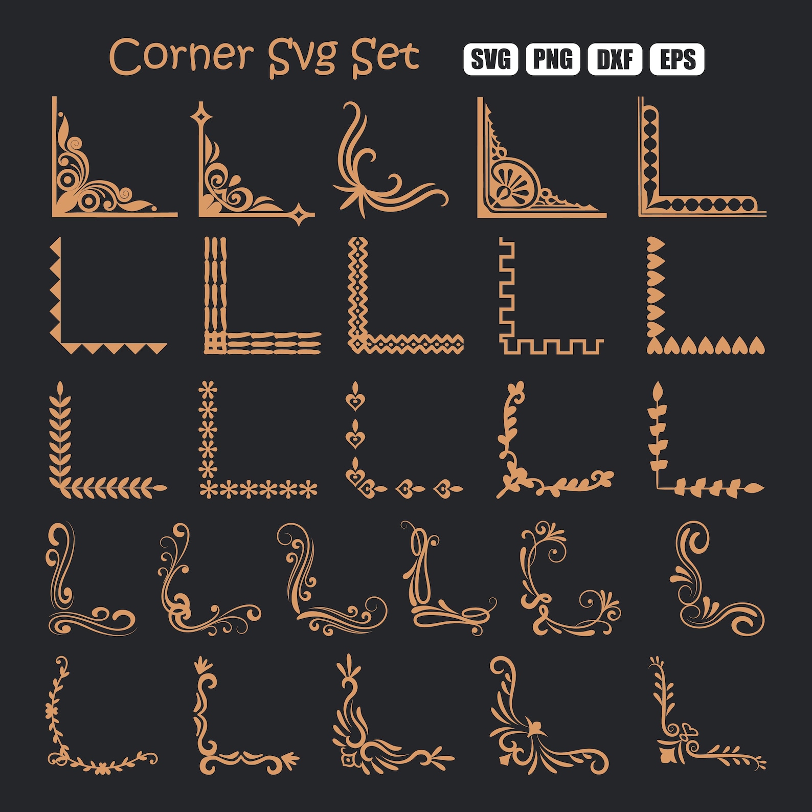 Corner SVG, Corner SVG Files, Corner PNG, Decorative Corners, Corner ...