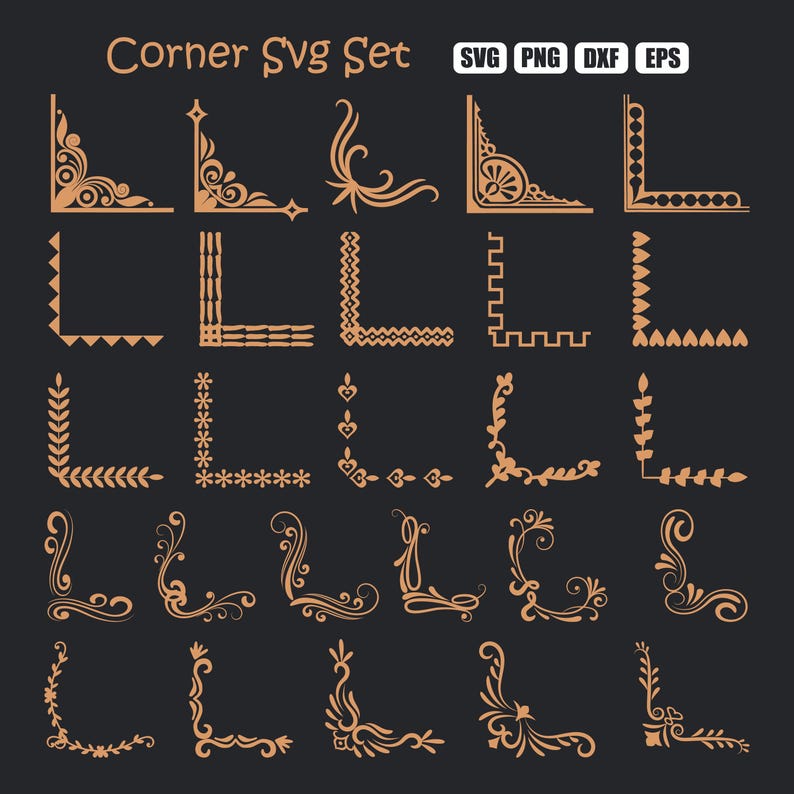 Decorative Corner SVG Bundle, Floral Frame Designs (digital Download ...