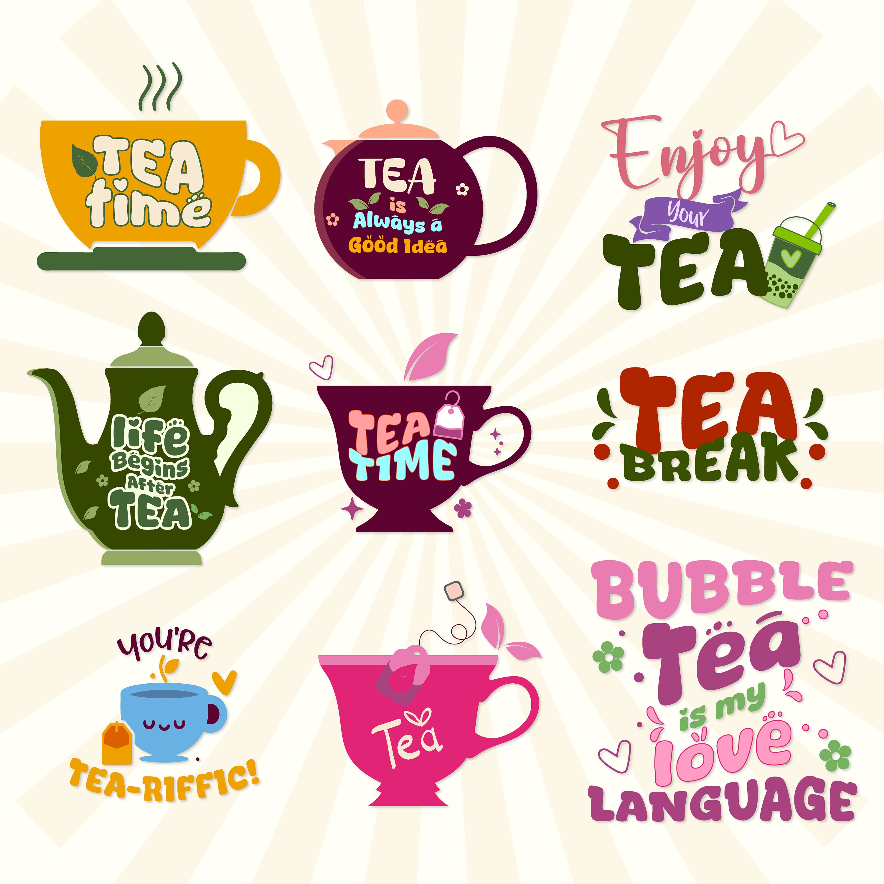 67 Tea Svg Bundle, Boba Tea Svg, Bubble Tea Svg, Tea Quotes, Tea Lover ...