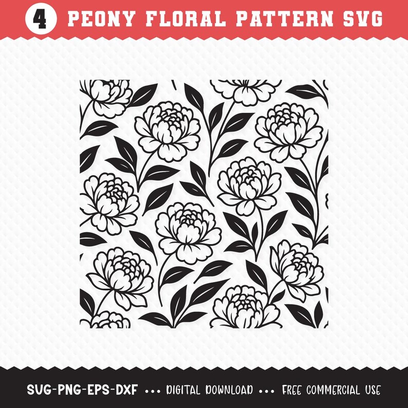 Seamless Peony SVG, Peonies Pattern SVG, Peony SVG Pattern, Floral Svg ...
