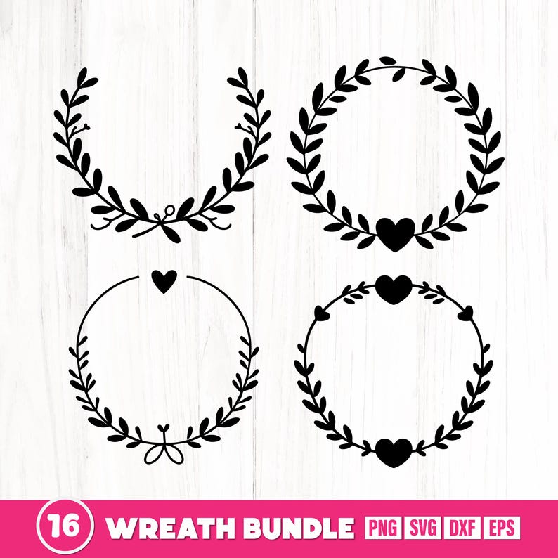 Wreath Svg Bundle, Wedding Wreath Svg, Circle Wreath Svg, Wreath Svg ...